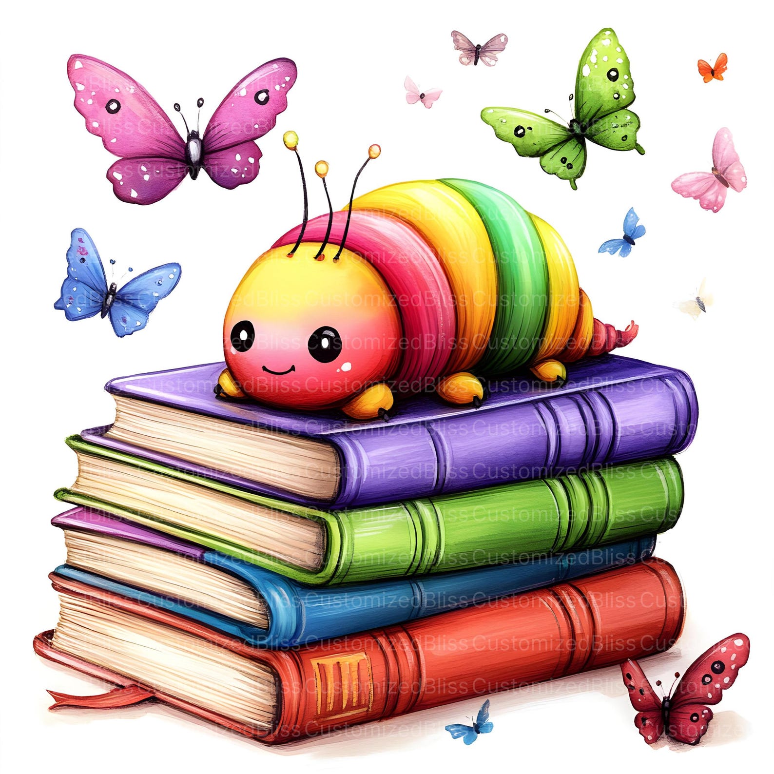20 Bookworm Clip Art, Bookworm Clipart, Caterpillar Clipart, Library ...