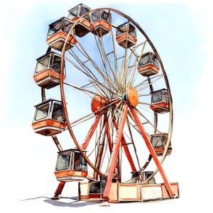 20 Ferris Wheel Clipart, Carnival Clipart, High Quality Jpgs ...