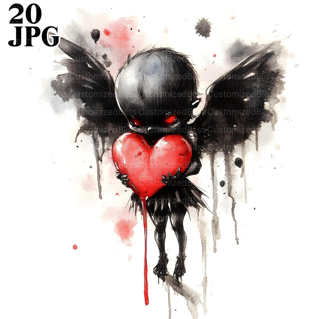 20 Gothic Cupid Clipart, Valentine Cupid Clipart, Valentine Clipart ...