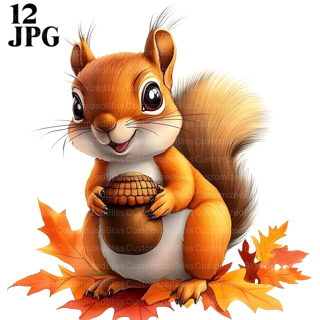 12 Autumn Squirrel Clipart, Woodland Animal, Autumn Clipart, Quality ...