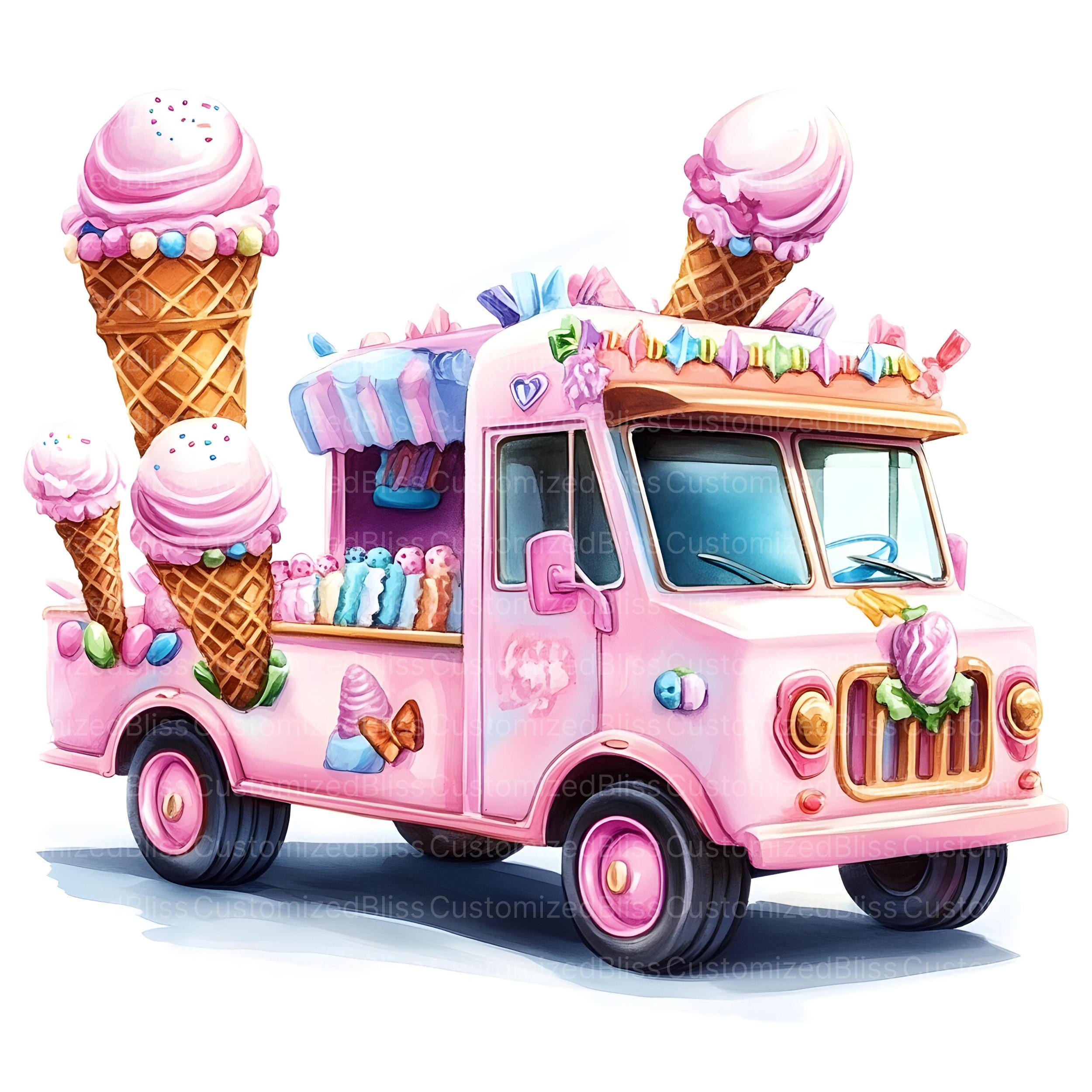 20 Ice Cream Truck Clipart, Ice Cream Clipart, Summer Clipart, High ...