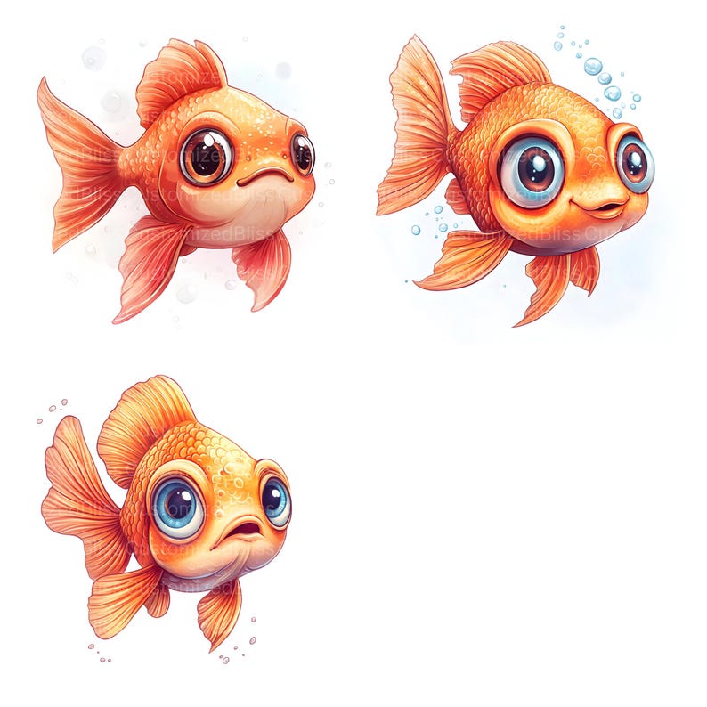 10 Cartoon Goldfish Clipart, Fish Clipart Bundle, Goldfish Clip Art ...