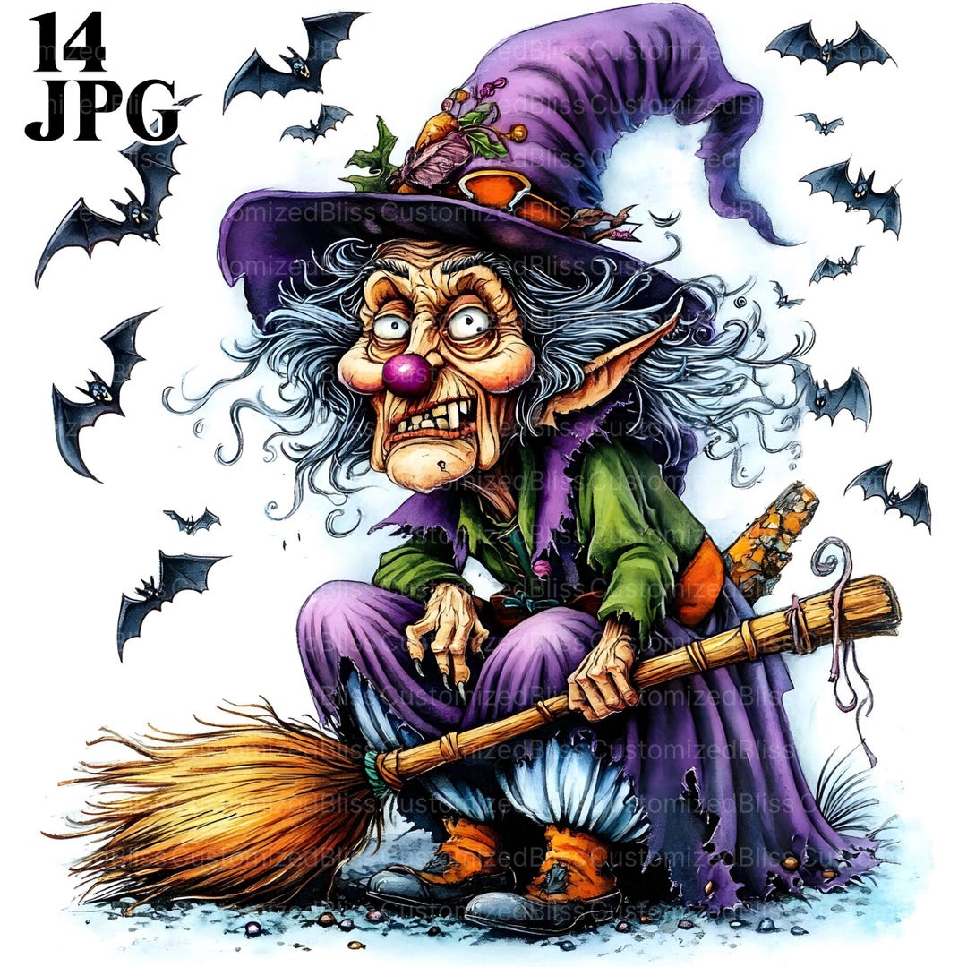 14 Halloween Witch Clipart, Halloween Clipart, High Quality Jpgs ...