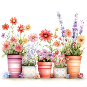 20 Cute Whimsical Flower Clipart, Row of Flowers Clipart, High Quality ...