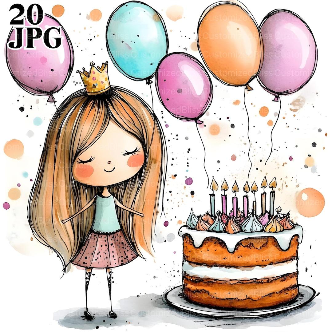 20 Quirky Birthday Girl Clipart, Fun Birthday Designs, Birthday Clipart ...