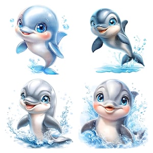 15 Cute Dolphin Clipart, Dolphin Graphics, Sea Life Clipart, Underwater ...