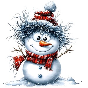 Funny Snowman Clipart, Winter Hat, Winter Clipart, 15 High Quality Jpgs ...