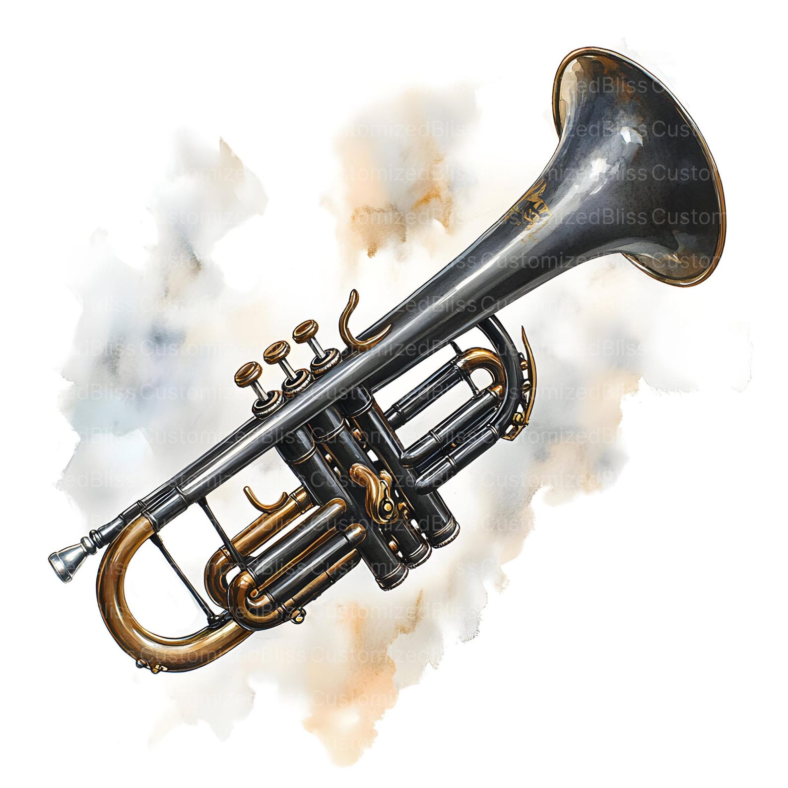 17 Modern Trumpet Clipart Bundle, Music Clipart, Musical Instrument ...