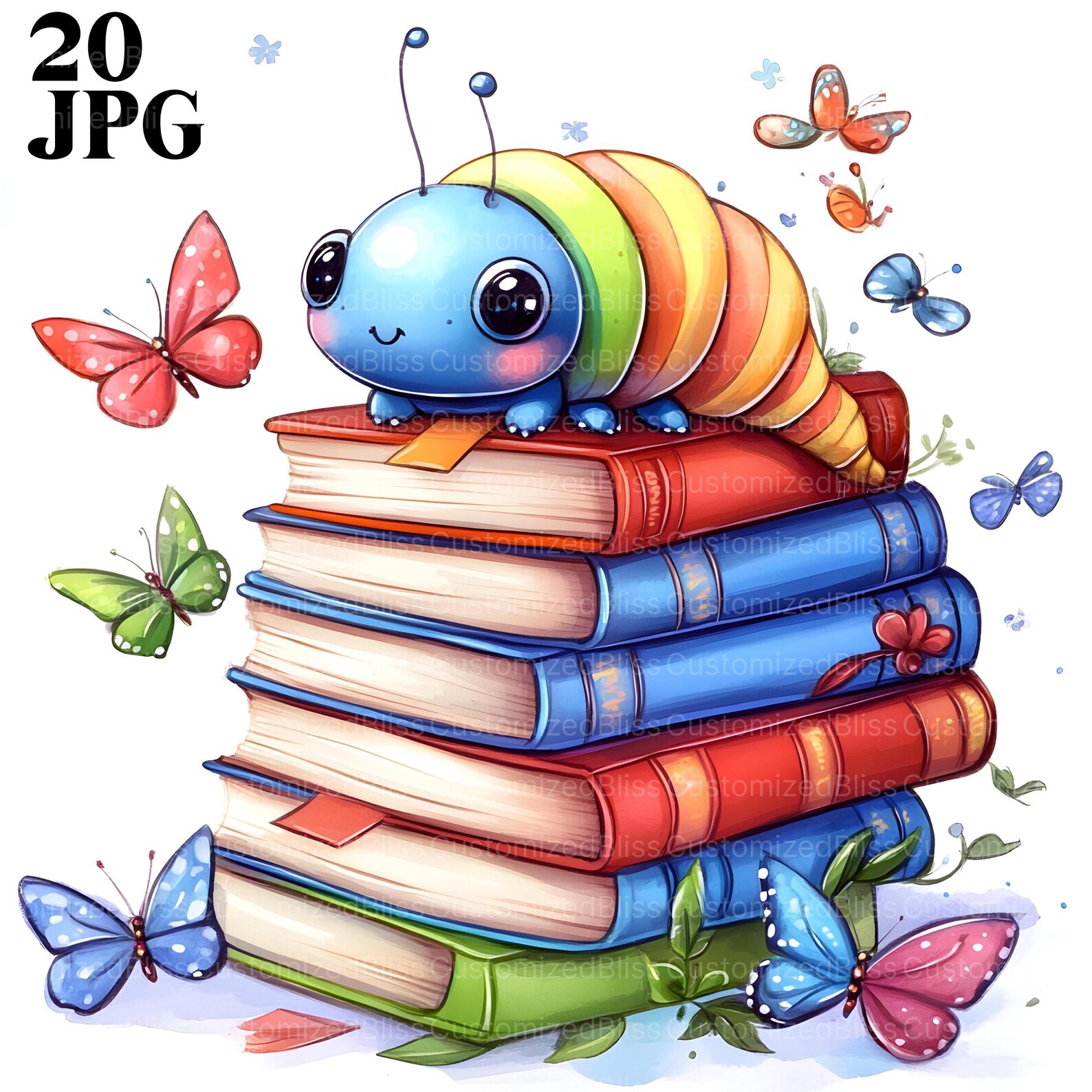 20 Bookworm Clip Art, Bookworm Clipart, Caterpillar Clipart, Library ...