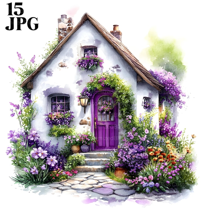 Tiny Floral Cottage Clipart, Cottagecore, House Clipart, 15 High ...