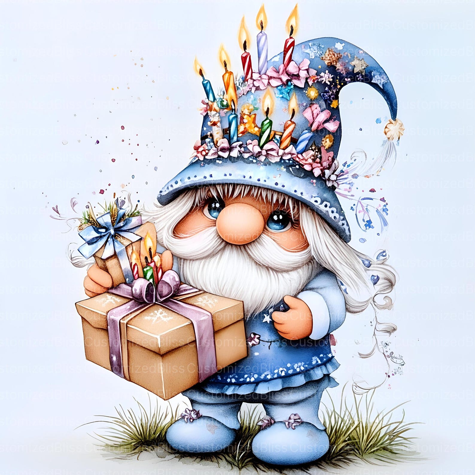 20 Watercolor Birthday Gnome, Funny Gnome, Summer Gnome, Elf Clipart ...