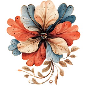 16 Folk Art Flower Clipart, Folk Clipart, Floral Clipart, Watercolor ...