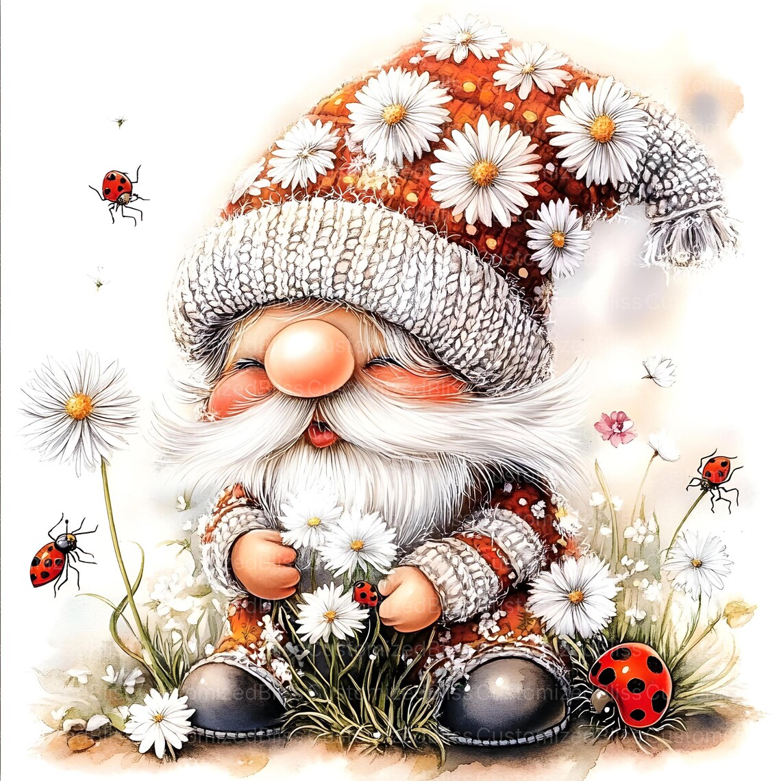 20 Dandelion Gnome Clipart, Garden Gnome, Spring Gnome, Summer Gnome ...