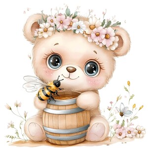 16 Bear With Honey Jar Clipart, Cute Bee Clipart, Teddy Bear Clipart ...
