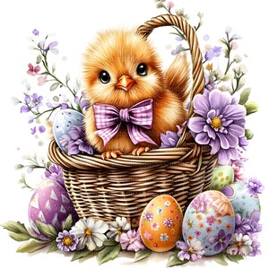 20 Easter Baskets, Chick Clipart, Easter Chicken, Easter Clipart ...