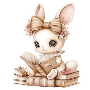 Bunny Clipart, Reading Book Clipart, 15 High Quality JPG, Reading ...