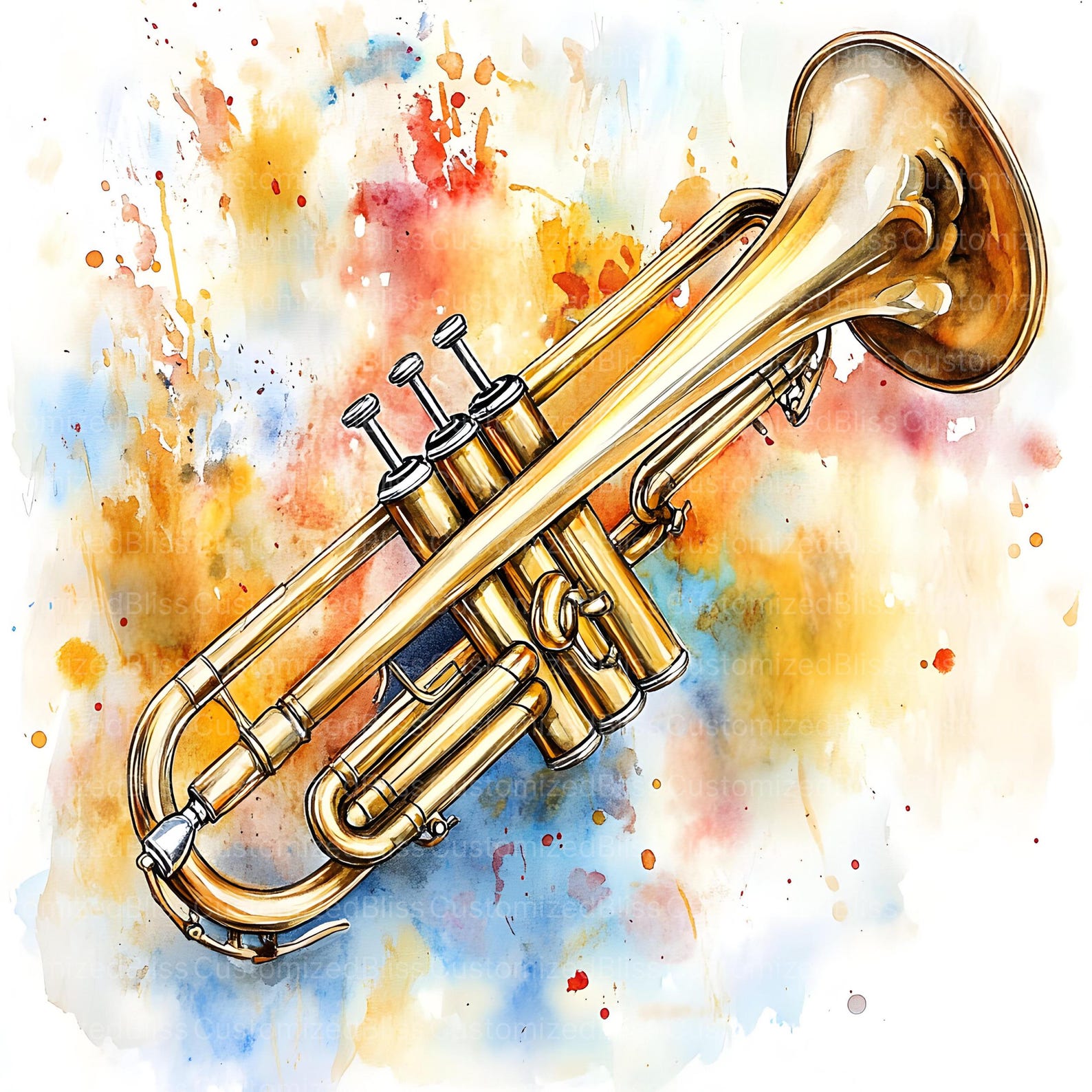 17 Modern Trumpet Clipart Bundle, Music Clipart, Musical Instrument ...