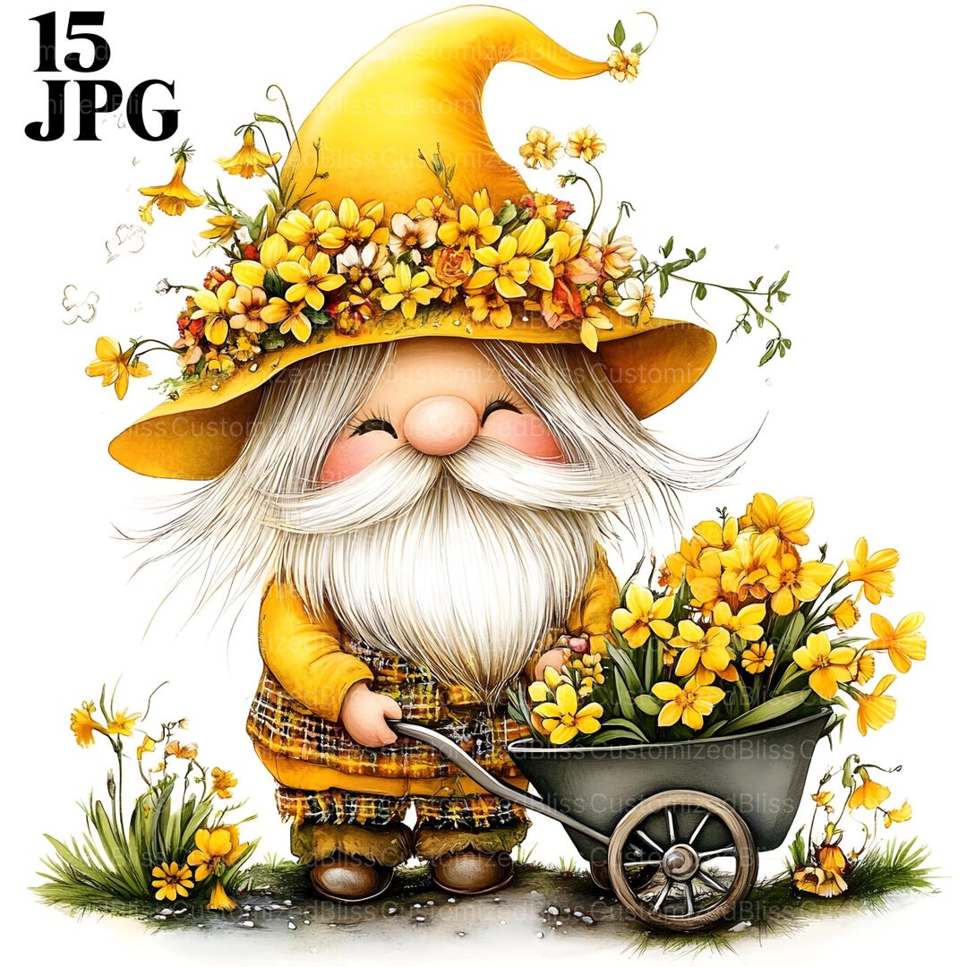 15 Garden Gnome, Spring Gnome, Summer Gnome, Elf Clipart, Spring ...