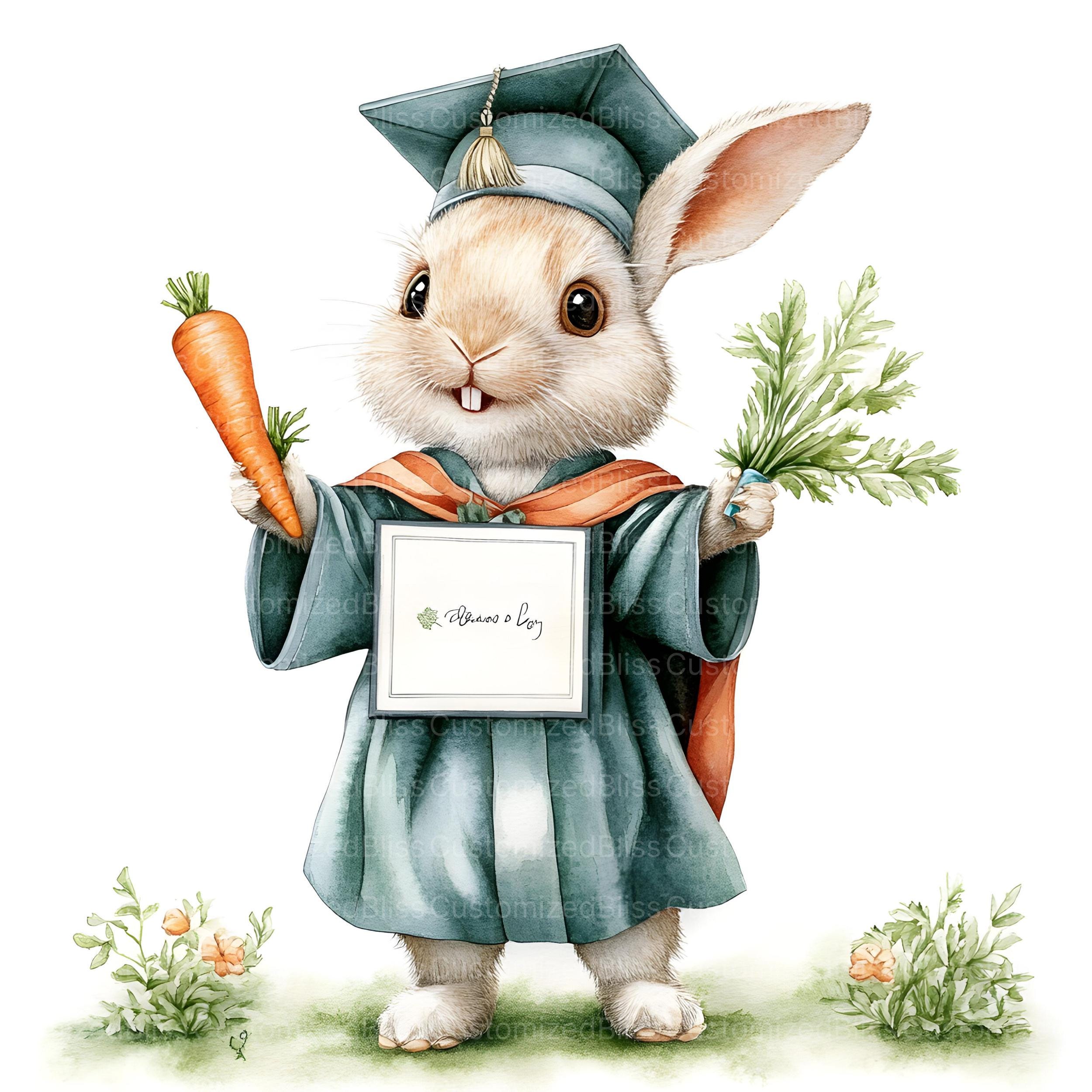20 Graduation Clipart, Student Bunny Clipart, High Quality Jpgs ...