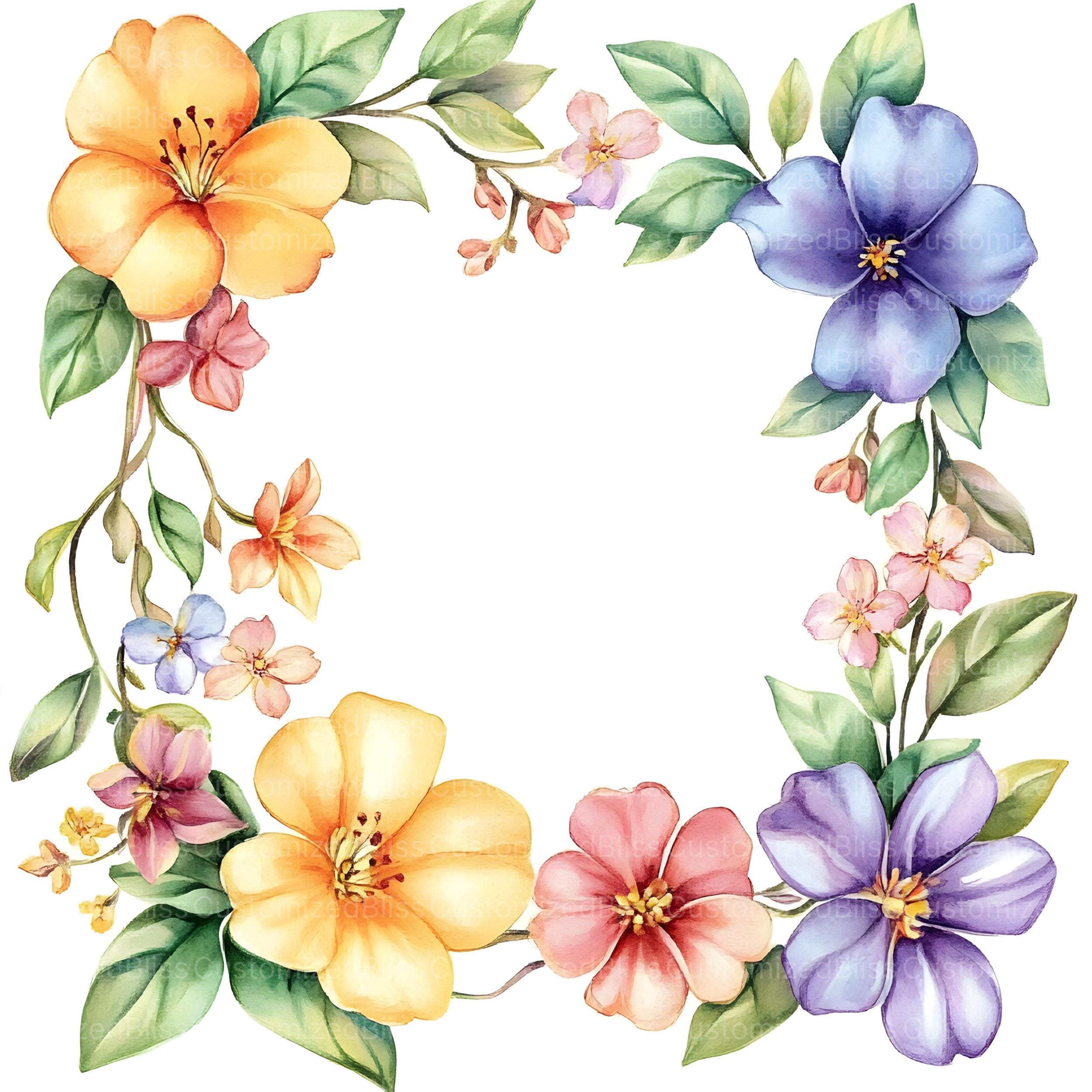 20 Flower Frame Clipart, Floral Border Clipart, High Quality JPG ...