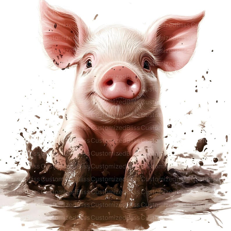 16 Pig in Mud Puddle Clipart, Pig Clipart, Piglet Clipart, Mud Clipart ...