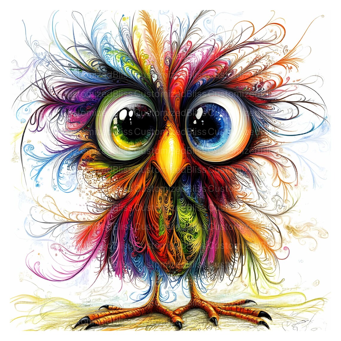 Frazzled Bird Clip Art, 15 High Quality JPG, Quirky Bird, Cartoon Birds ...