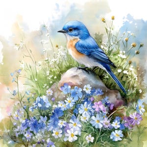 20 Spring Blue Bird Clipart, Spring Clipart, Cute Bird Nursery, High ...