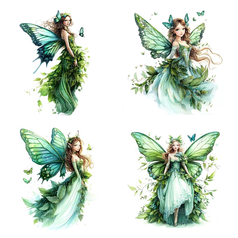 15 Forest Fairy Clipart, Green Fairies Clipart, High Quality Jpgs ...