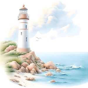 16 Lighthouse Clipart, Nautical Clipart, Beach Clipart Bundle, Sea ...