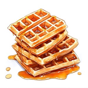 16 Waffles Clipart, Breakfast Clipart, High Quality JPG, Watercolor ...