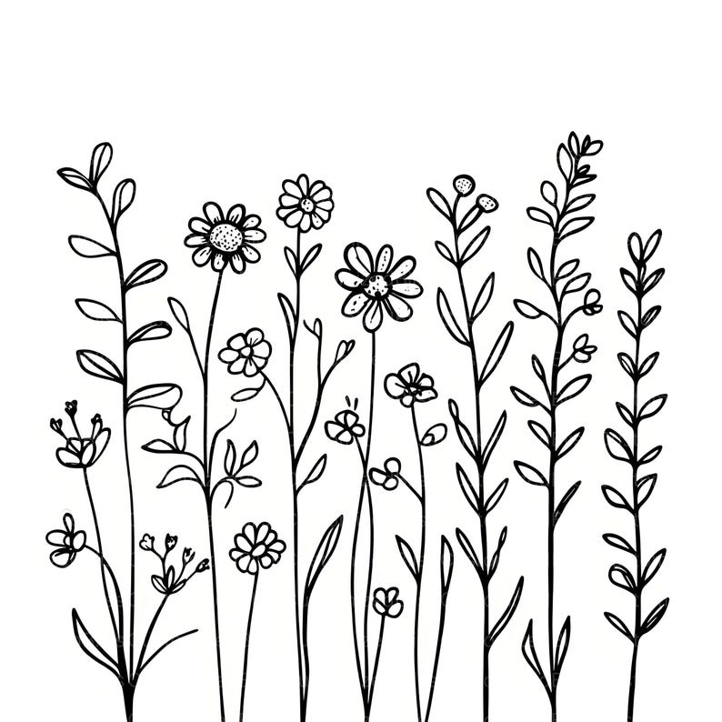 18 Doodle Wildflowers Clipart, Hand Drawn Flowers, Doodle Clipart ...