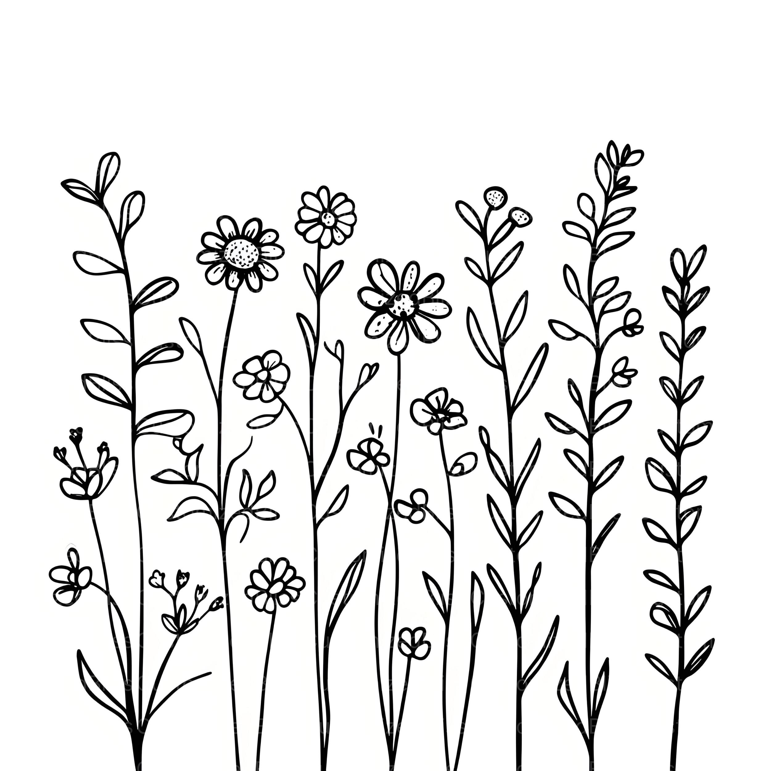 18 Doodle Wildflowers Clipart, Hand Drawn Flowers, Doodle Clipart ...