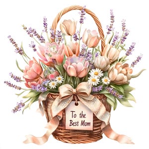 14 Mother's Day Flower Basket Clipart, Mother's Day Clipart, High ...