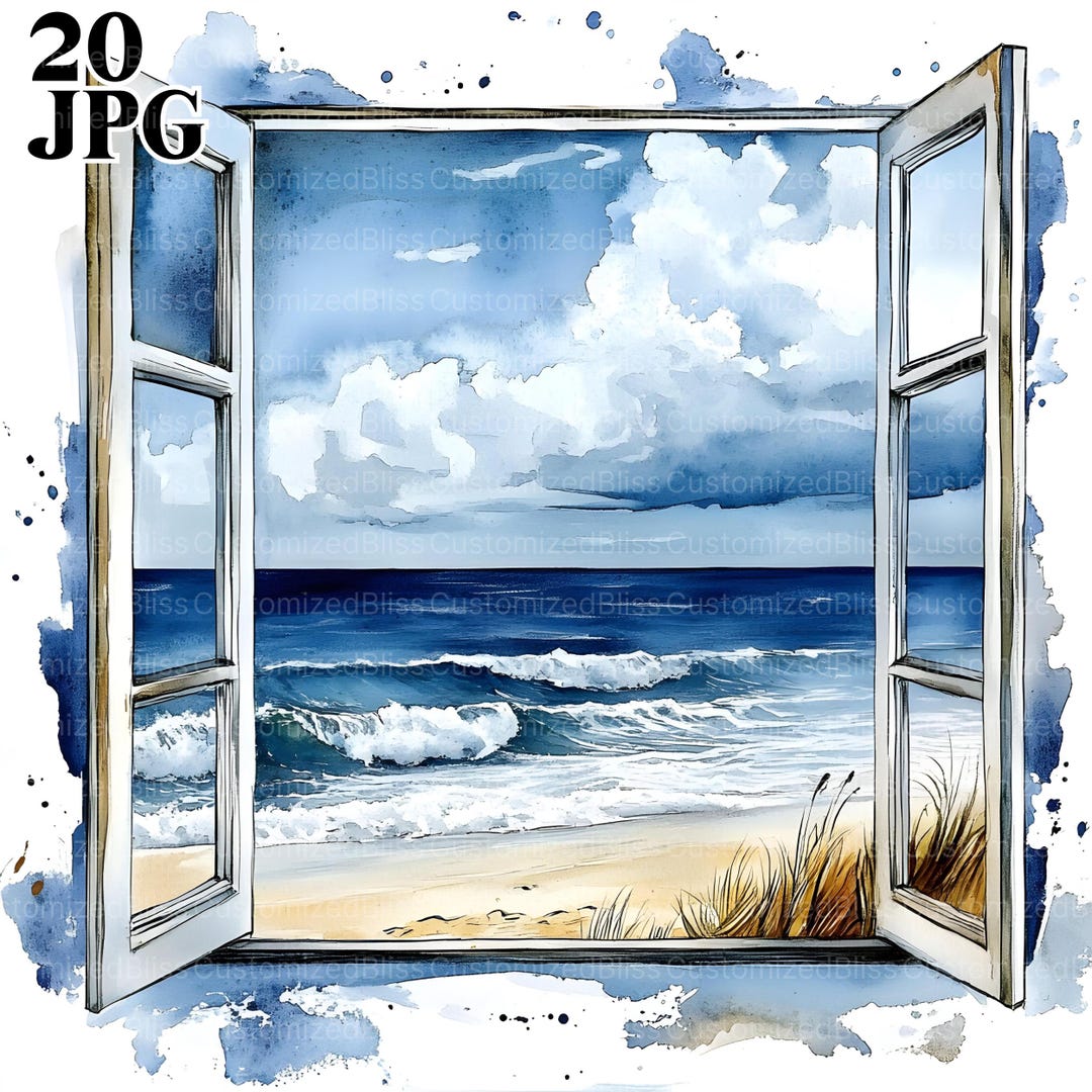20 Window Ocean View Clipart, Window to Sea Clipart, High Quality Jpgs ...