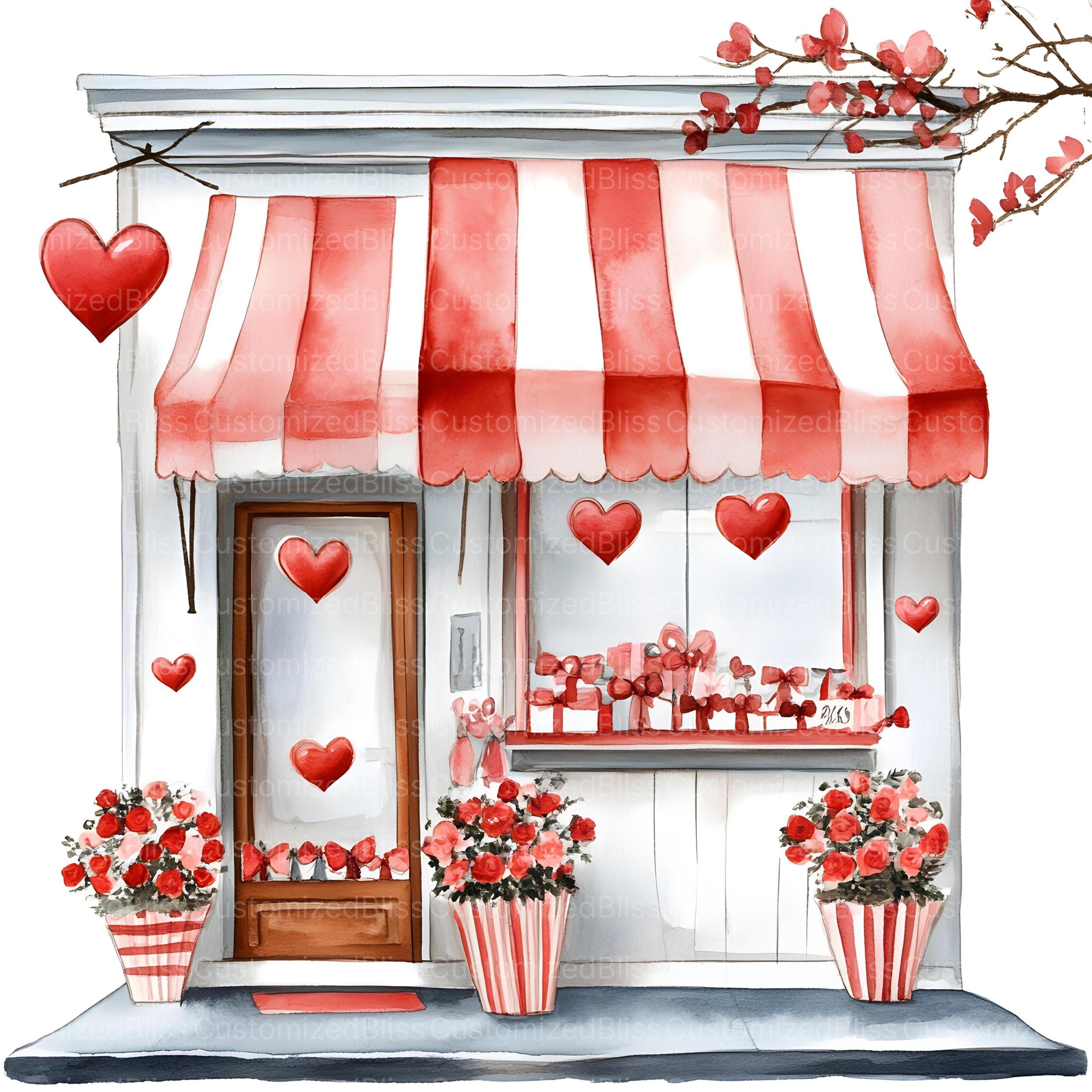 Cute Romantic Valentine's Day Shop Clipart Bundle, 20 High Quality ...
