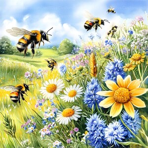 18 Bumblebee on Flower Clipart Bundle, Bumblebee Clipart, Bee Clipart ...