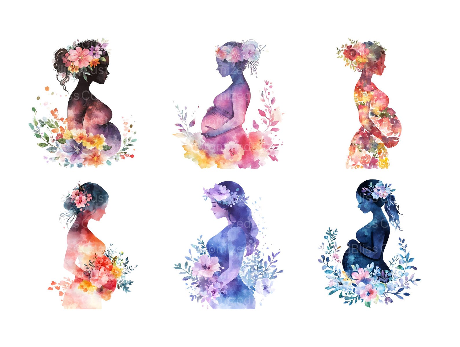 Pregnant Woman Clipart Bundle, Pregnancy PNG, Pregnancy Sublimation ...