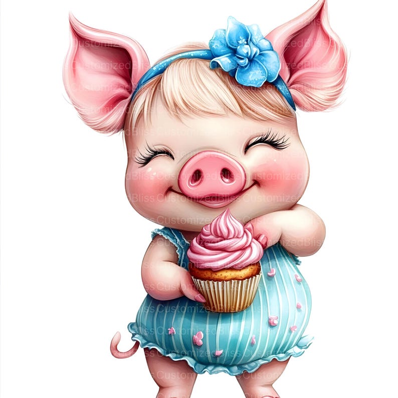 13 Pig Clip Art, Baby Piglet Winking, Girl Bandana, High Quality Jpgs ...