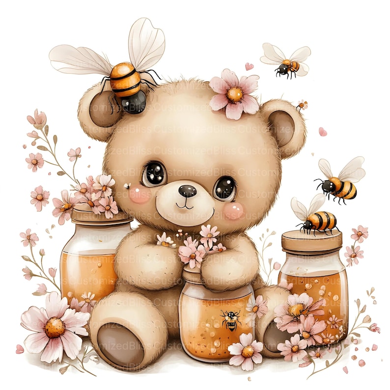15 Bear With Honey Jars Clipart, Cute Bear, Bear Clipart, Honey Clipart ...