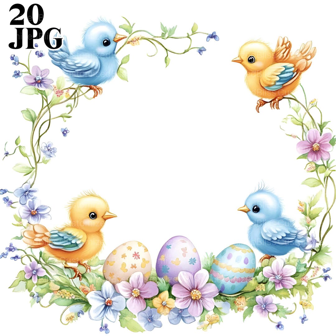 20 Easter Borders Clipart, Easter Frames, Chick Clipart, Easter Eggs ...