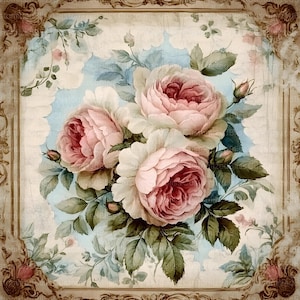 Shabby Chic Baroque Floral Page Clipart, 20 High Quality Watercolor ...