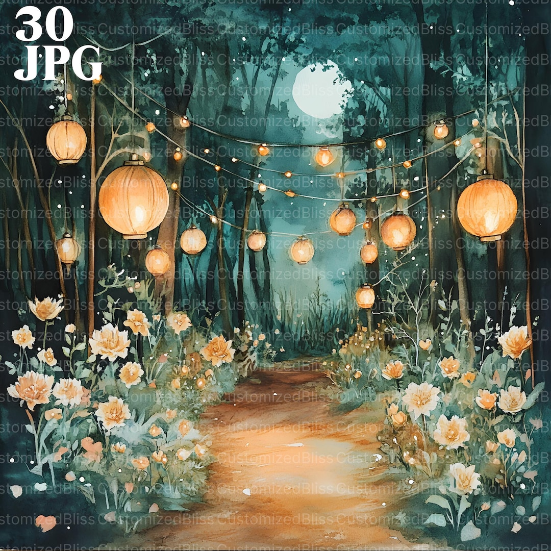 Magical Forest Lights Clip Art Bundle, 30 High Quality Jpgs, Junk ...
