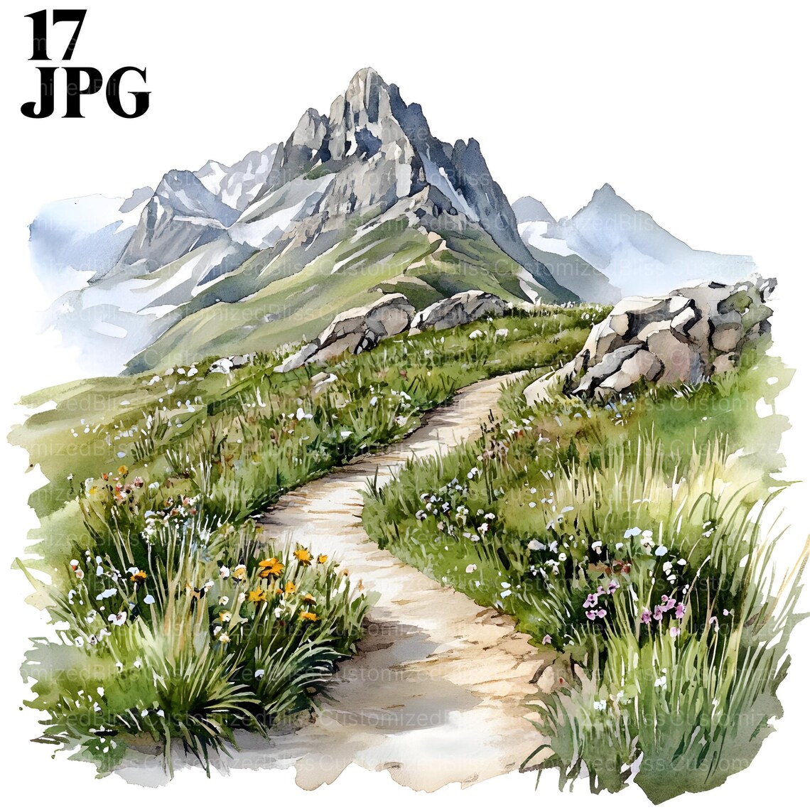 17 Berg Weg Clipart, Berg Clipart, hochwertige JPG, Aquarell Clipart ...