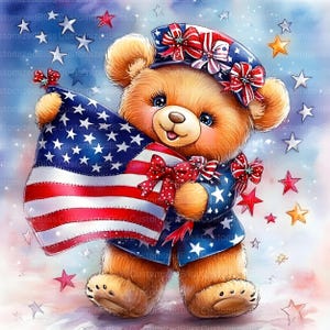 4th of July Teddy Bear Clipart, American Independence Day Bear, 4th of ...