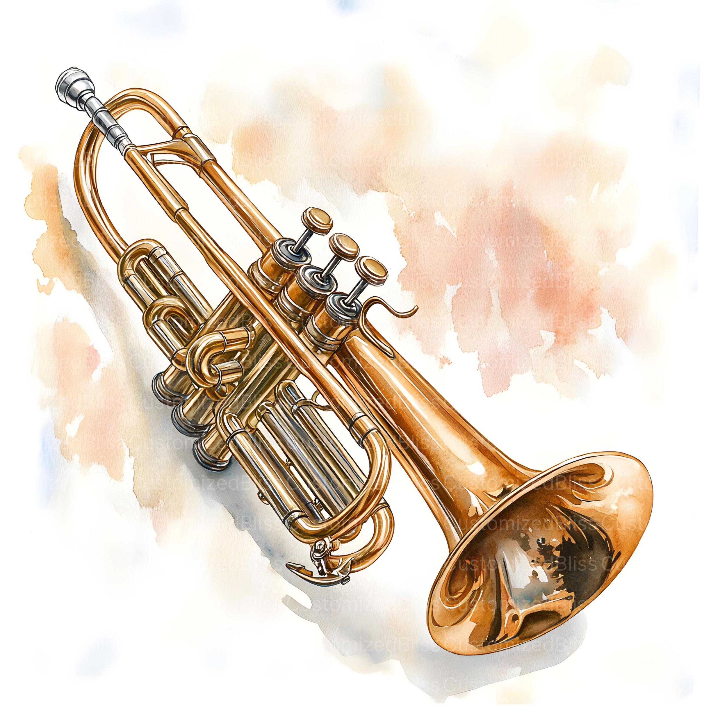 17 Modern Trumpet Clipart Bundle, Music Clipart, Musical Instrument ...