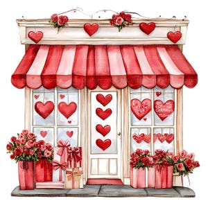 Cute Romantic Valentine's Day Shop Clipart Bundle, 20 High Quality ...