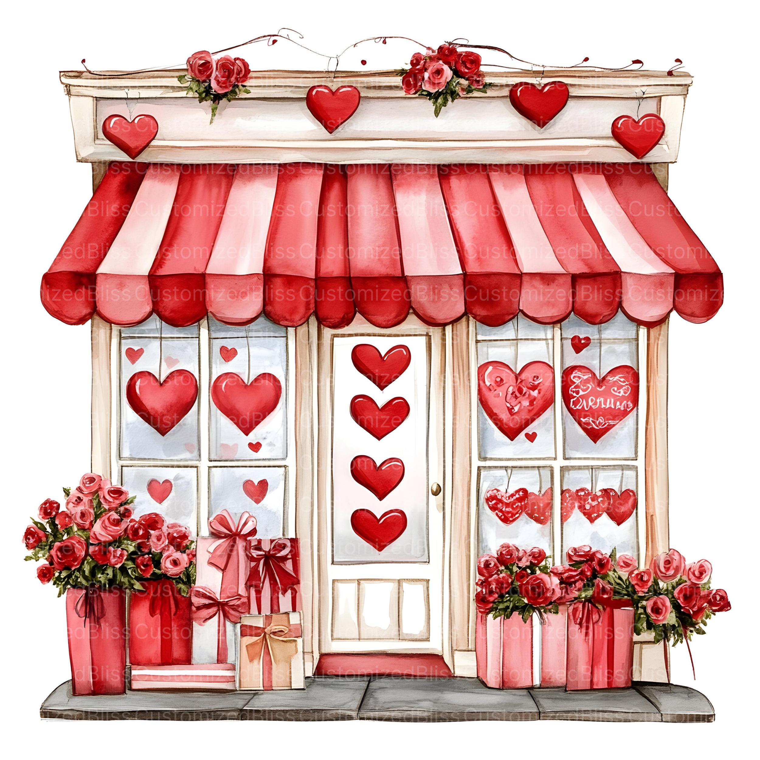 Cute Romantic Valentine's Day Shop Clipart Bundle, 20 High Quality ...