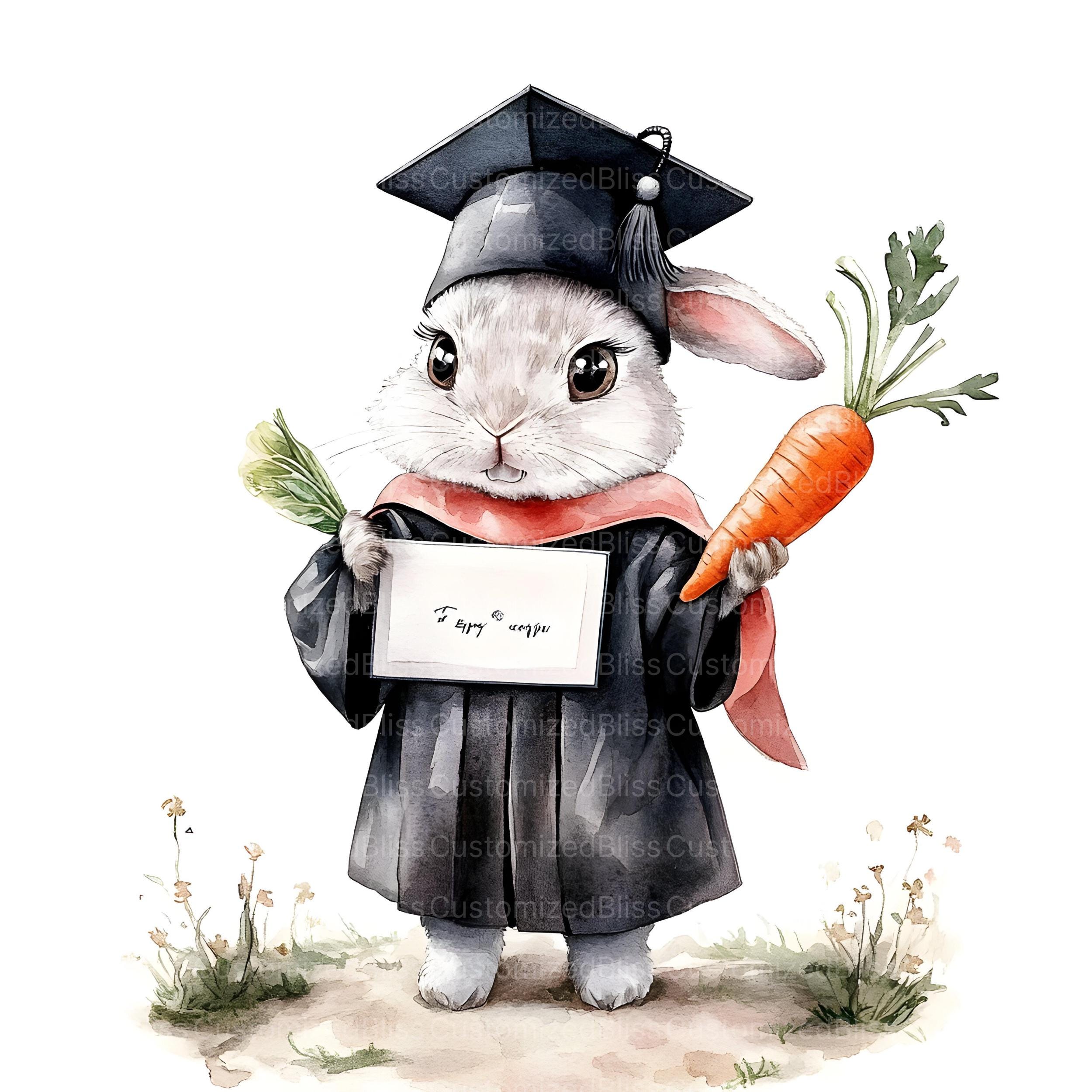 20 Graduation Clipart, Student Bunny Clipart, High Quality Jpgs ...