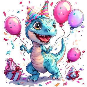Cute Birthday Dinosaurs Clipart Bundle, Dino Clipart, Birthday Clipart ...