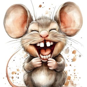 20 Cute Funny Mouse Clipart, Mice Clipart, High Quality JPG, Watercolor ...